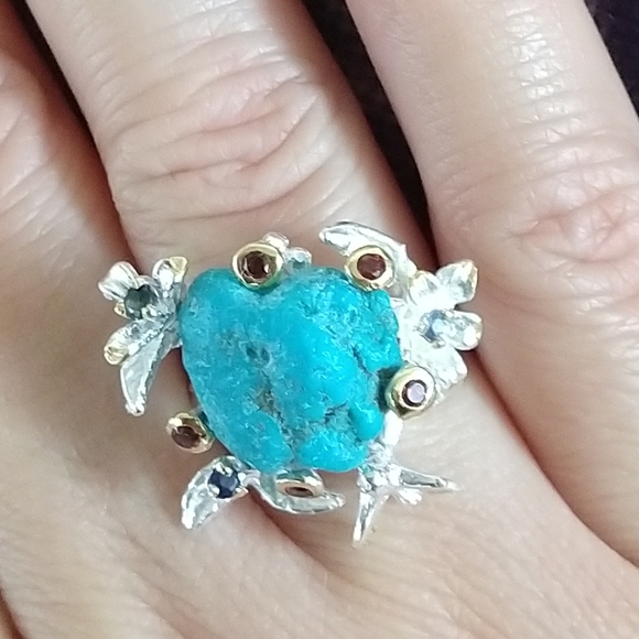 Jewelry | Beautiful Genuine Arizona Turquoise Art Ring | Poshmark